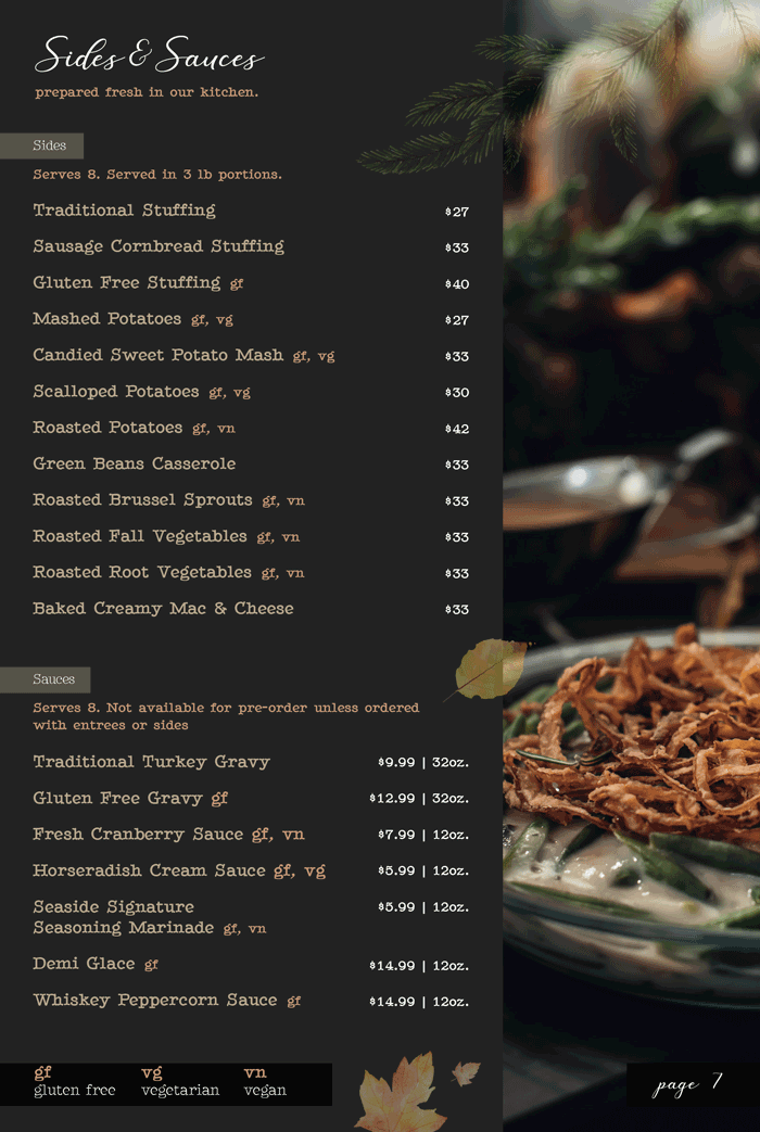 Holiday Menu | Seaside Market